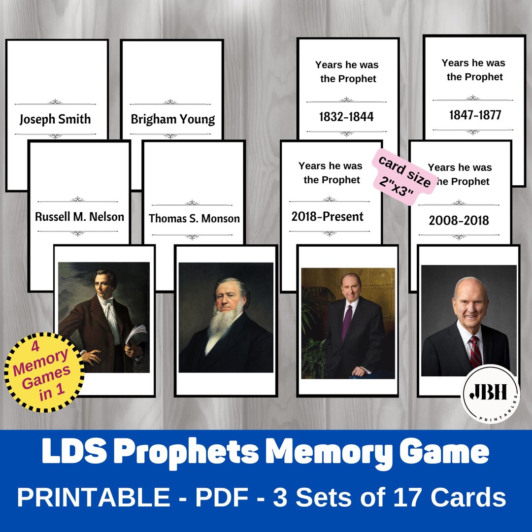 LDS Prophets Memory Game: Church History Family Activity (digital ...