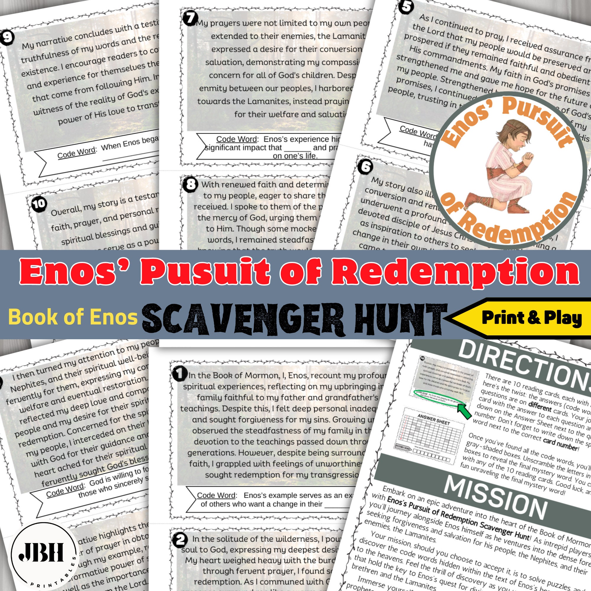 Enos's Quest Scavenger Hunt, Family-friendly Book of Mormon Mystery ...