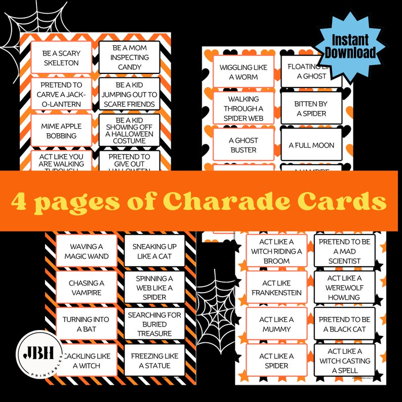 Halloween Charades Game: Spooky Family Fun (printable PDF - Etsy
