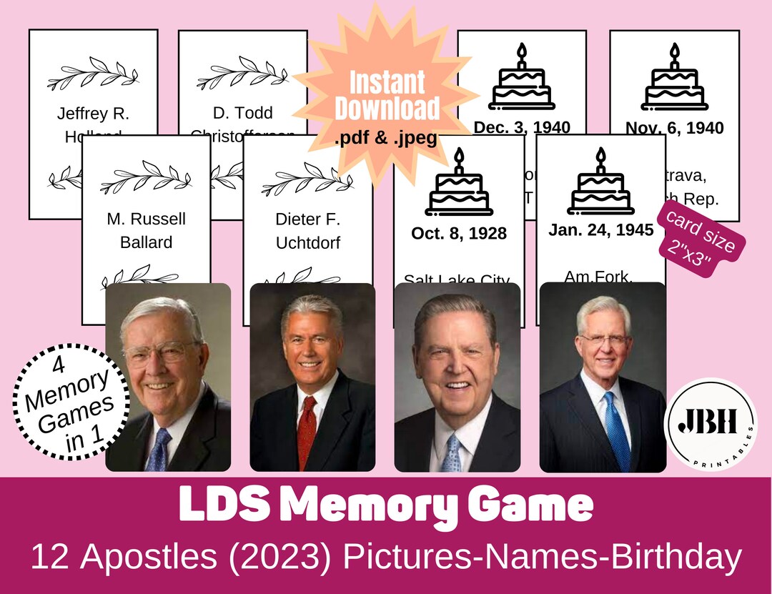 LDS Memory Game 4 Games in 1 12 Apostles Matching - Etsy