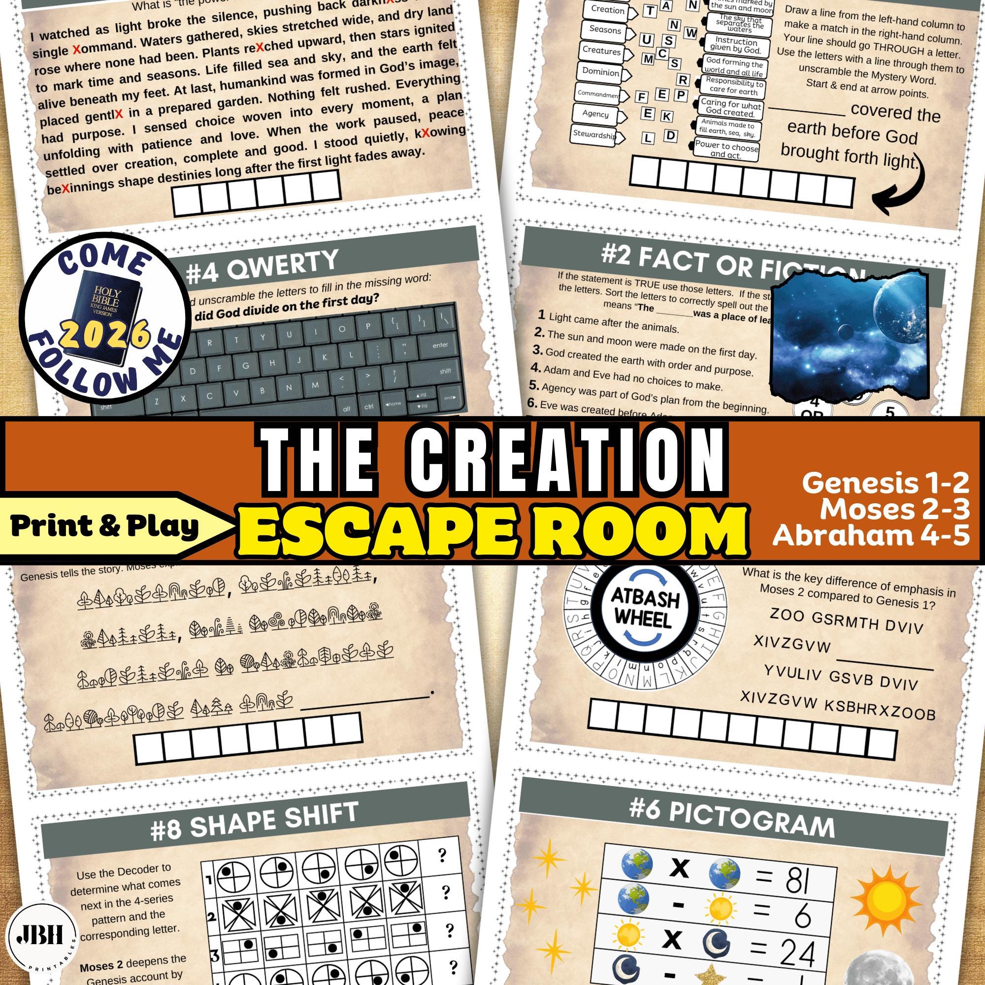 The Creation Printable Escape Room for Teens and Families, Come Follow ...