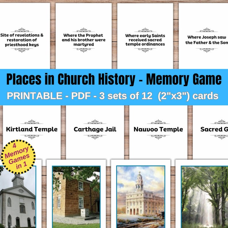 LDS Church History Memory Game: 4-in-1 Printable (PDF) - Etsy