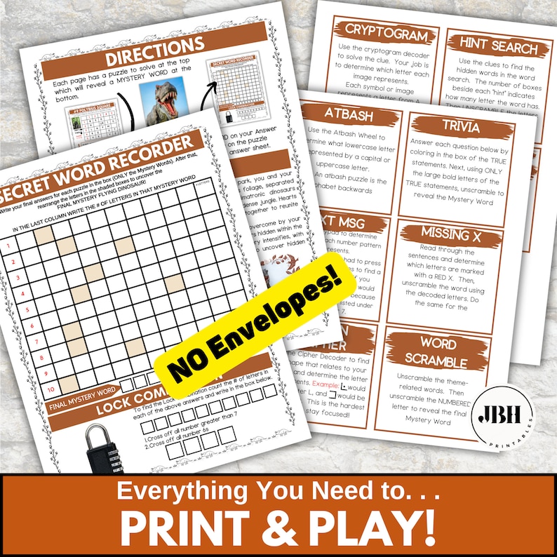 Printable Escape Room, Jurassic Jungle Adventure, Fun Family Game Night ...