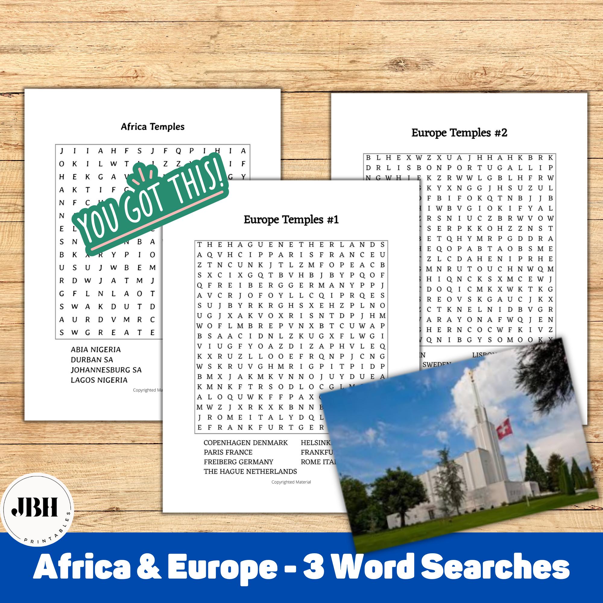 LDS Temple Word Search Bundle: 21 Printable Puzzles (digital Download ...