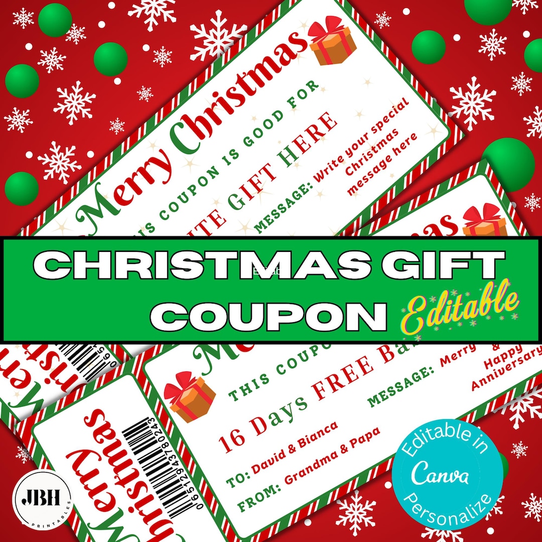 Editable Christmas Gift Coupon Template, Perfect Personalized Holiday ...