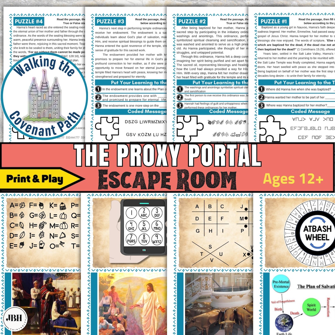 The Proxy Portal Printable Escape Room, Learn Temple Ordinances and ...