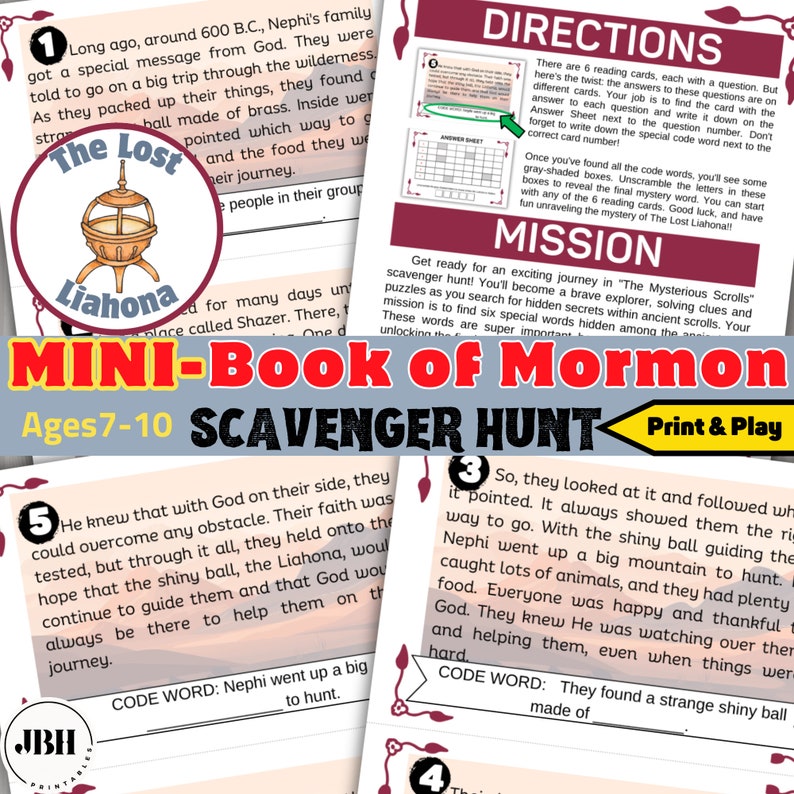 Simplified Lost Liahona Scavenger Hunt: Perfect for Young Primary-aged ...