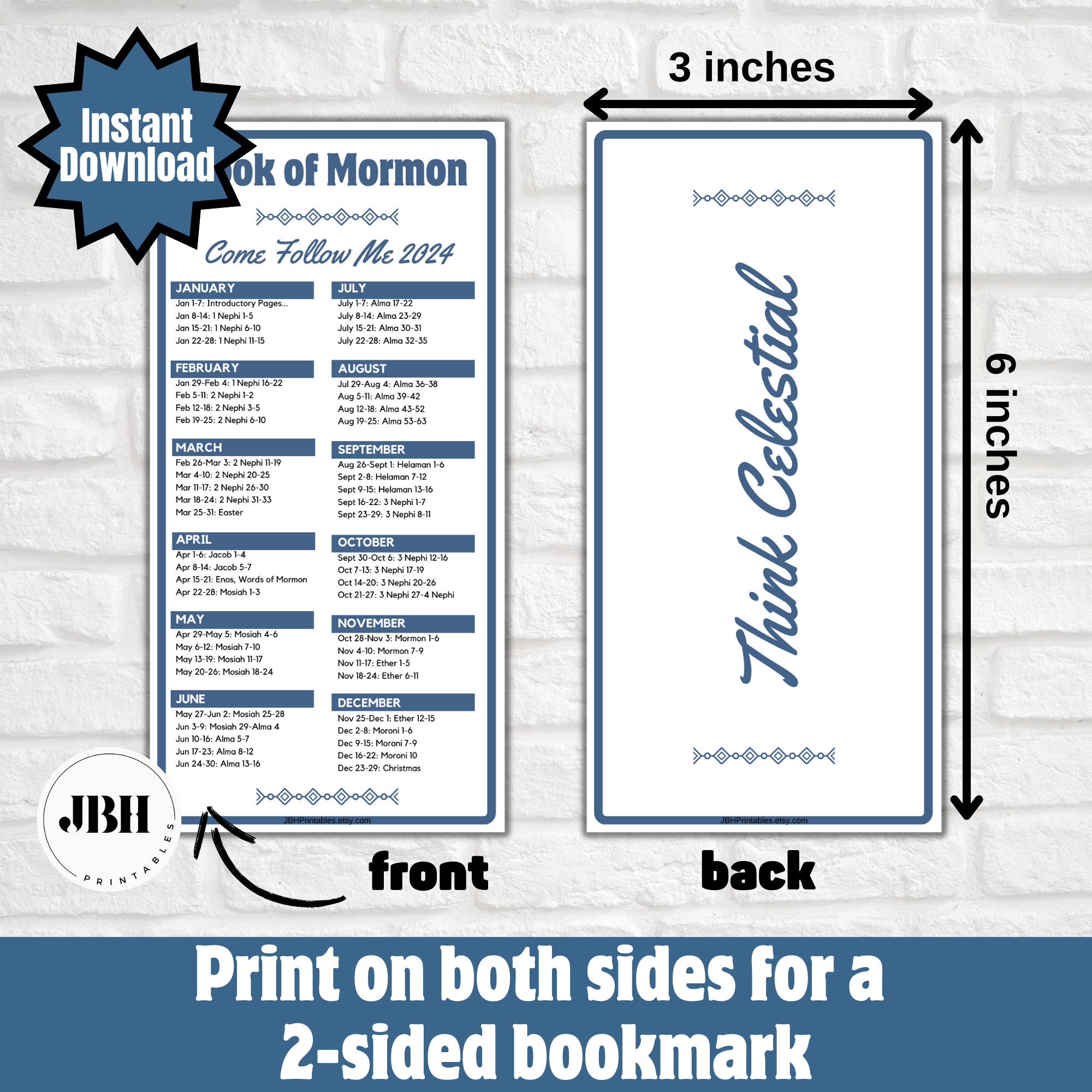 2024 Come Follow Me Reading Schedule Bookmarks 3 Vibrant Colors Think ...