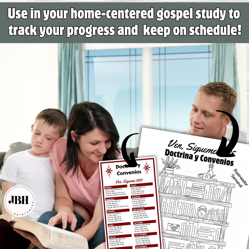 2025 SPANISH Come Follow Me Reading Tracker Bookshelf and Bookmarks ...