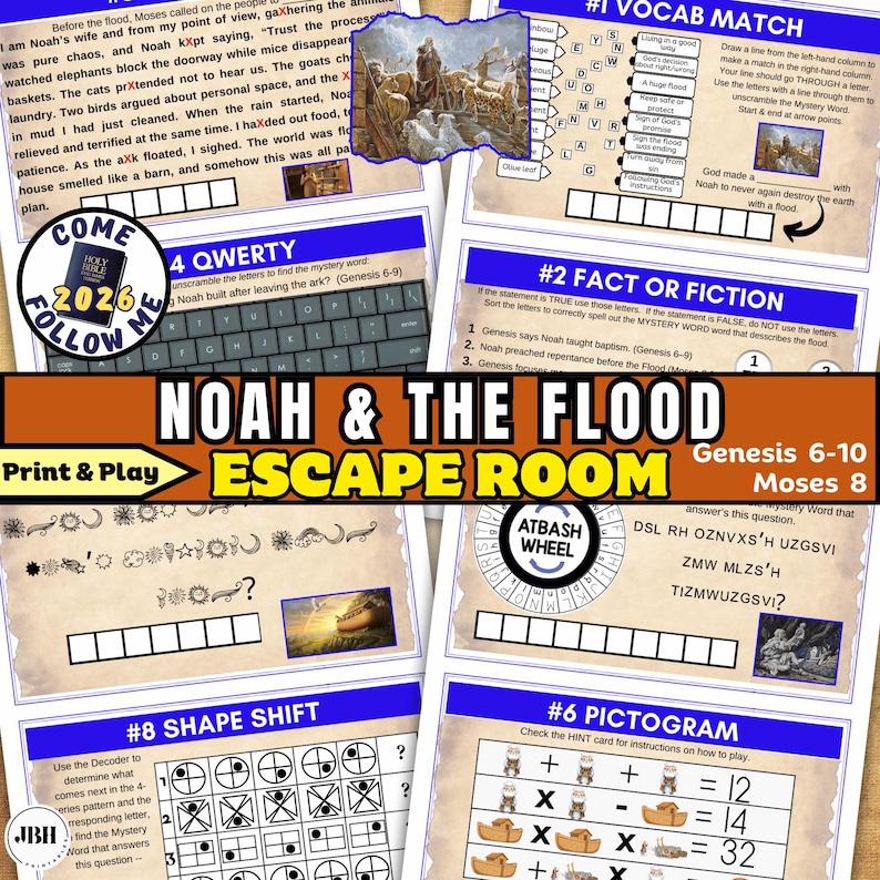 Noah and the Flood Escape Room Printable – LDS Come Follow Me 2026 ...