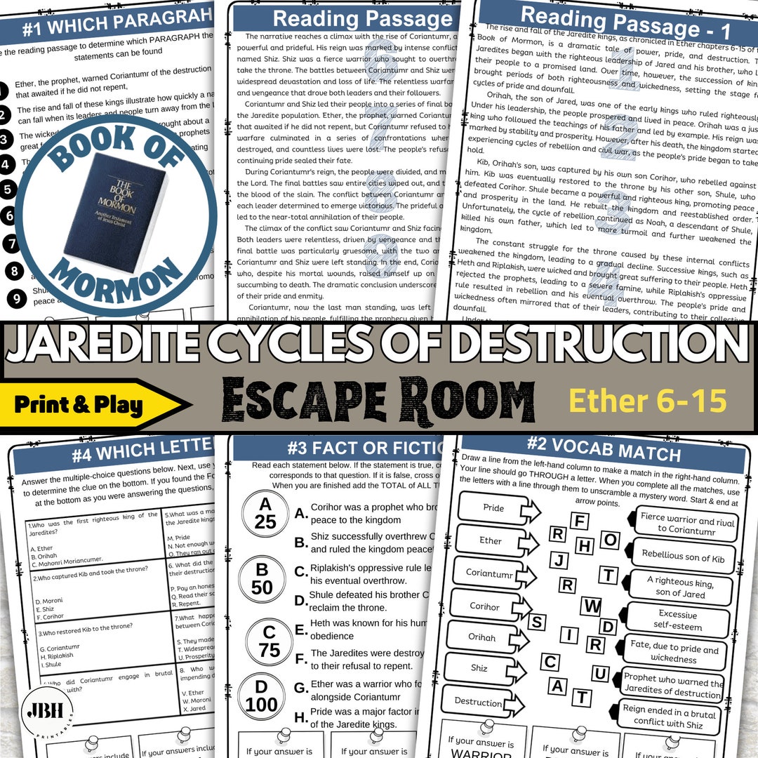 Jaredite Escape Room: Book of Mormon Family Activity (PDF Download) - Etsy