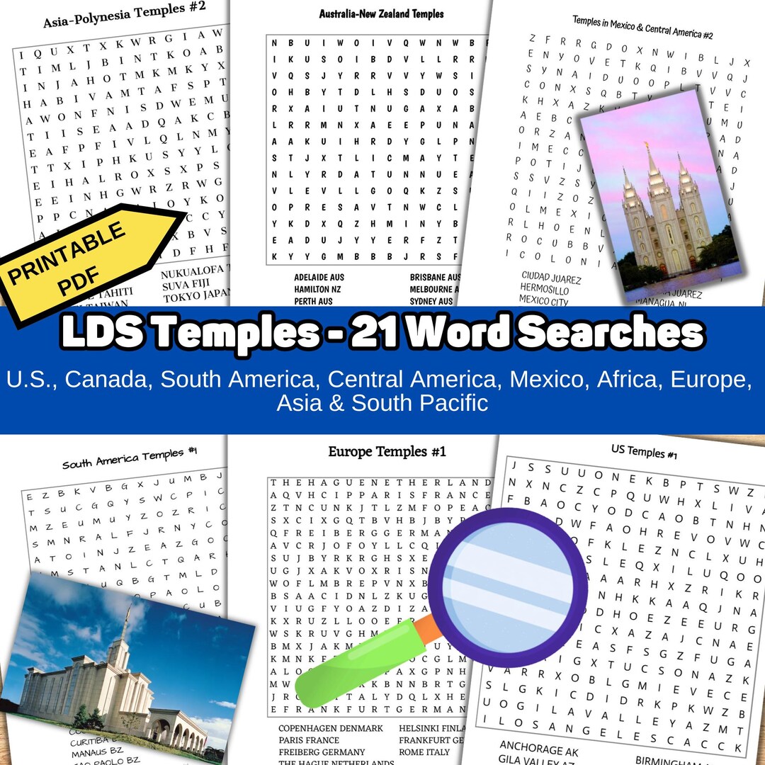 LDS Temple Word Search Bundle: 21 Printable Puzzles (digital Download ...