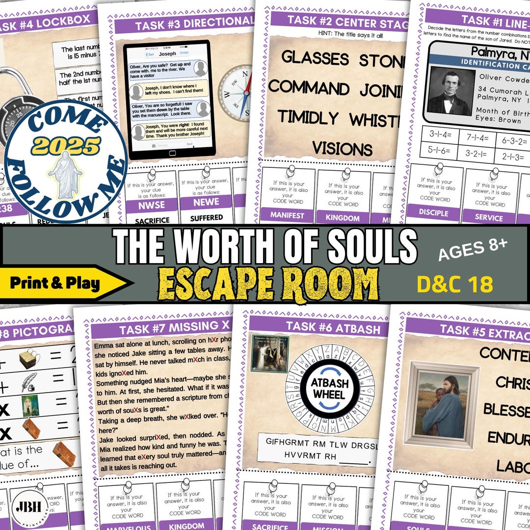 Worth of Souls Escape Room Game: LDS Family Activity (PDF Download) - Etsy