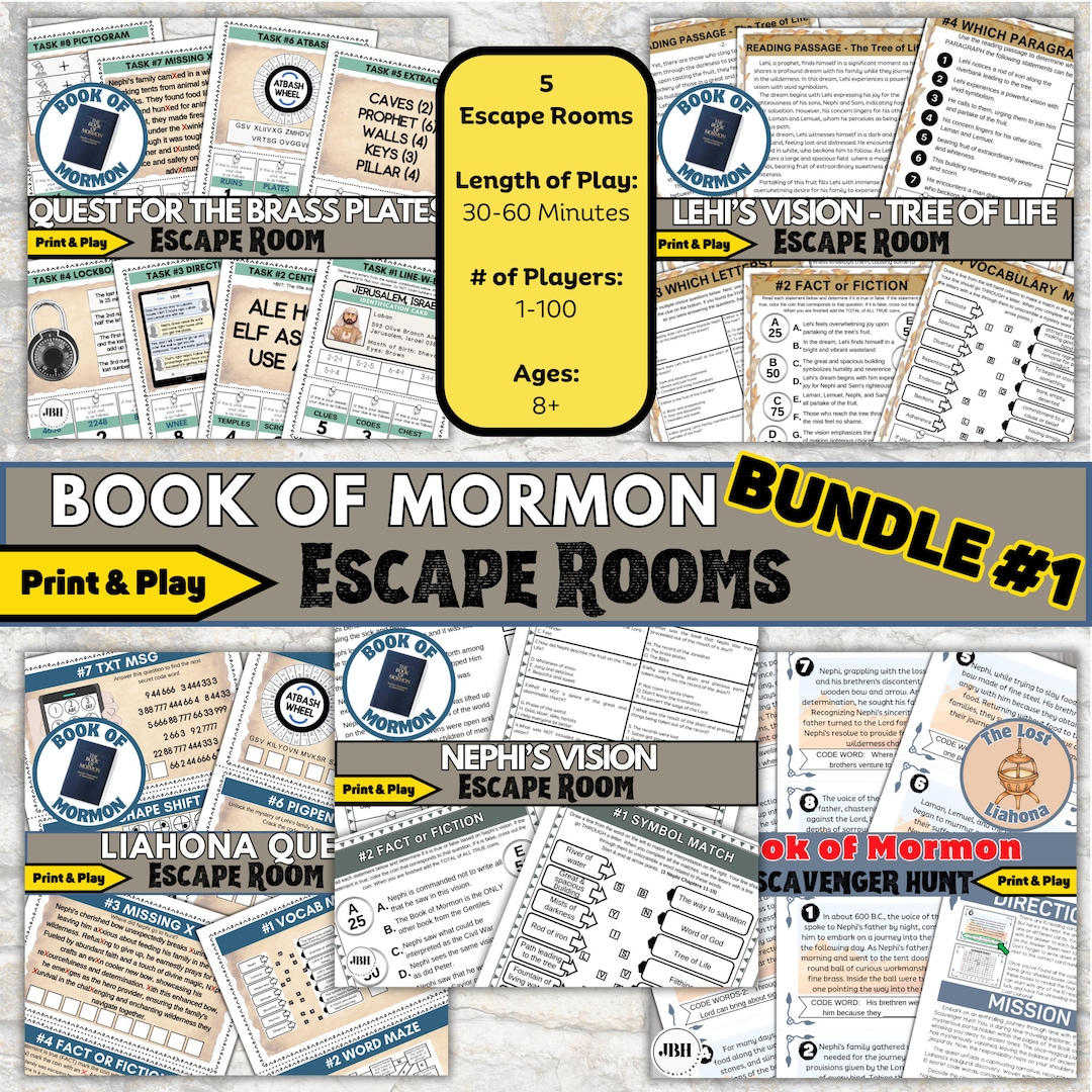Book of Mormon Adventure Bundle 5 Escape Rooms for Engaging Study ...