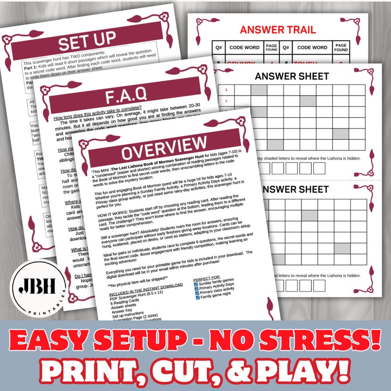 Simplified Lost Liahona Scavenger Hunt: Perfect for Young Primary-aged ...
