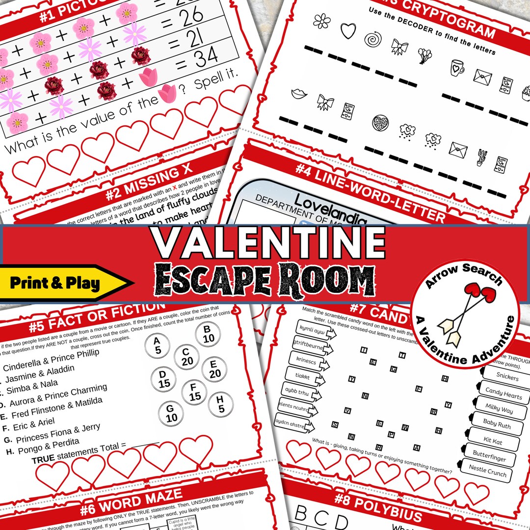 Printable Kids' Valentine's Adventure: Hunt for Cupid's Arrows, No ...