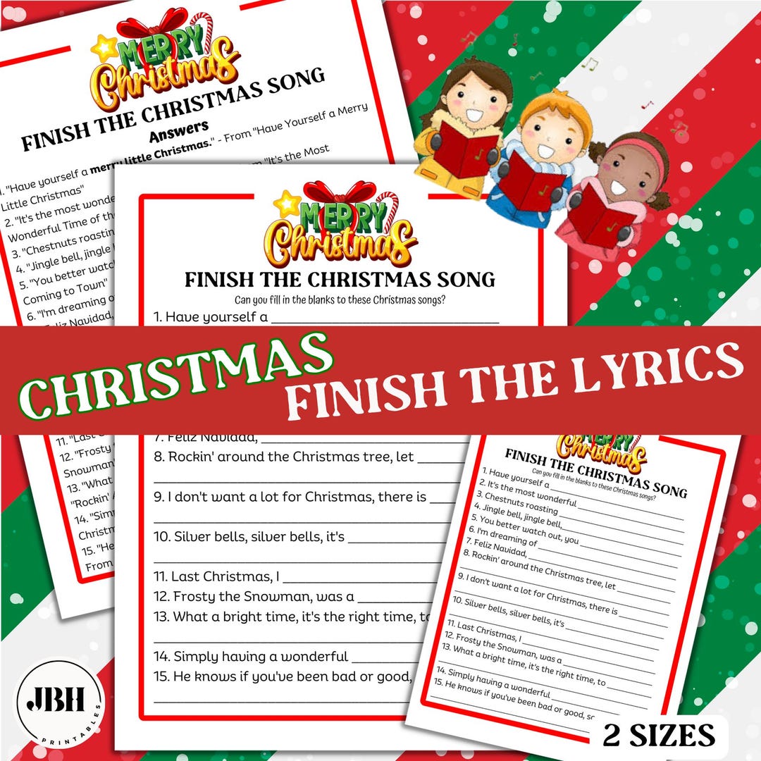 Printable Christmas Finish the Lyrics Game, Fun Finish the Lyrics ...