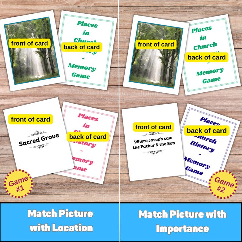 LDS Church History Memory Game: 4-in-1 Printable (PDF) - Etsy