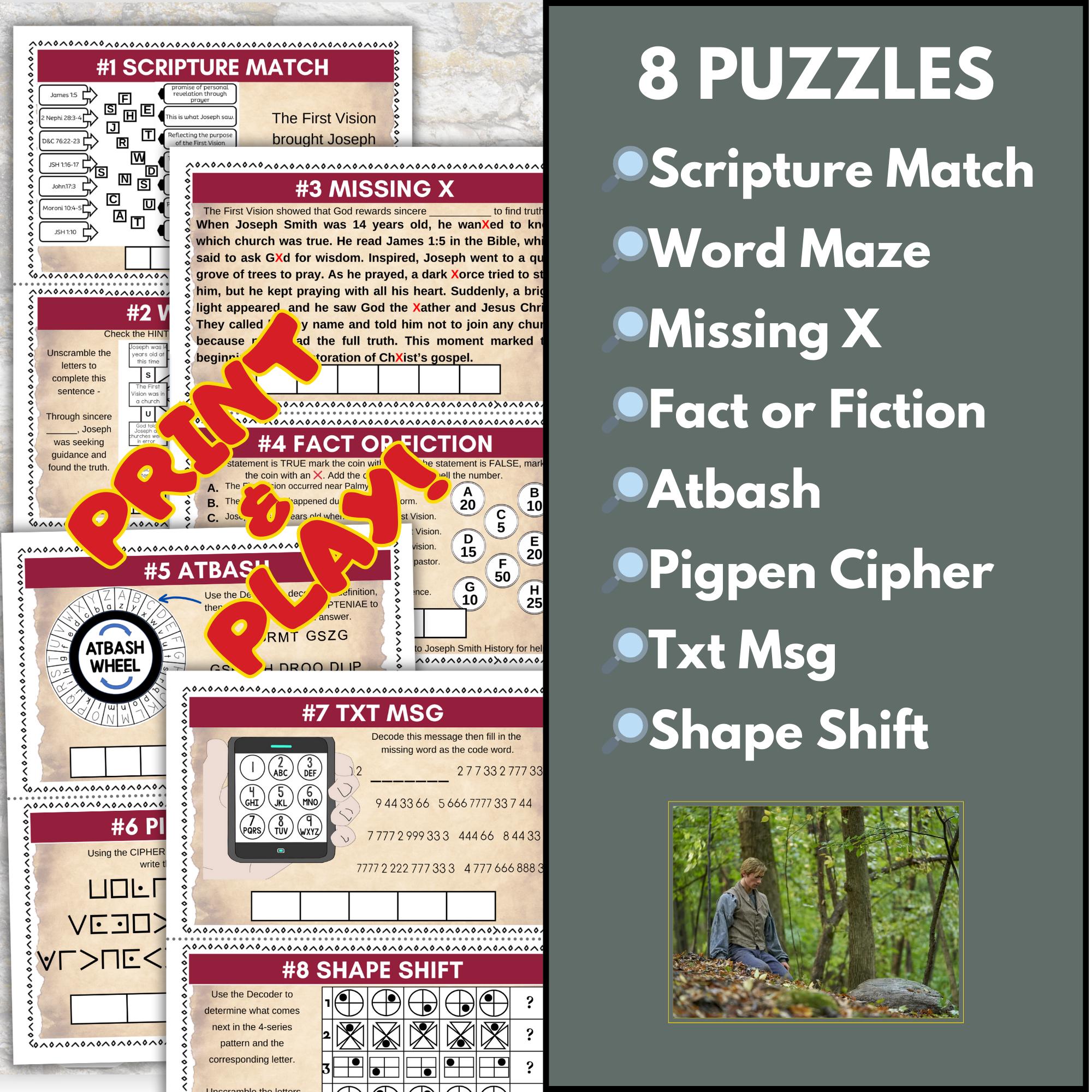 Sacred Grove Quest, Printable First Vision Escape Room Game, the Sacred ...