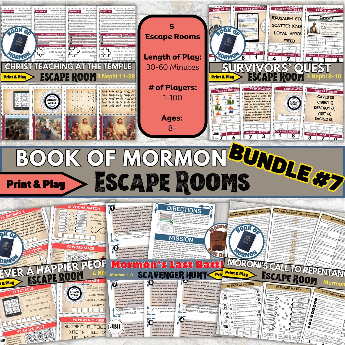 Book of Mormon Escape Room Bundle: Family Scripture Games (PDF) - Etsy