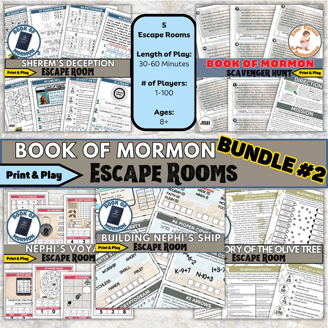 Book of Mormon Adventure Bundle #2 - 5 Escape Rooms for Engaging Study ...