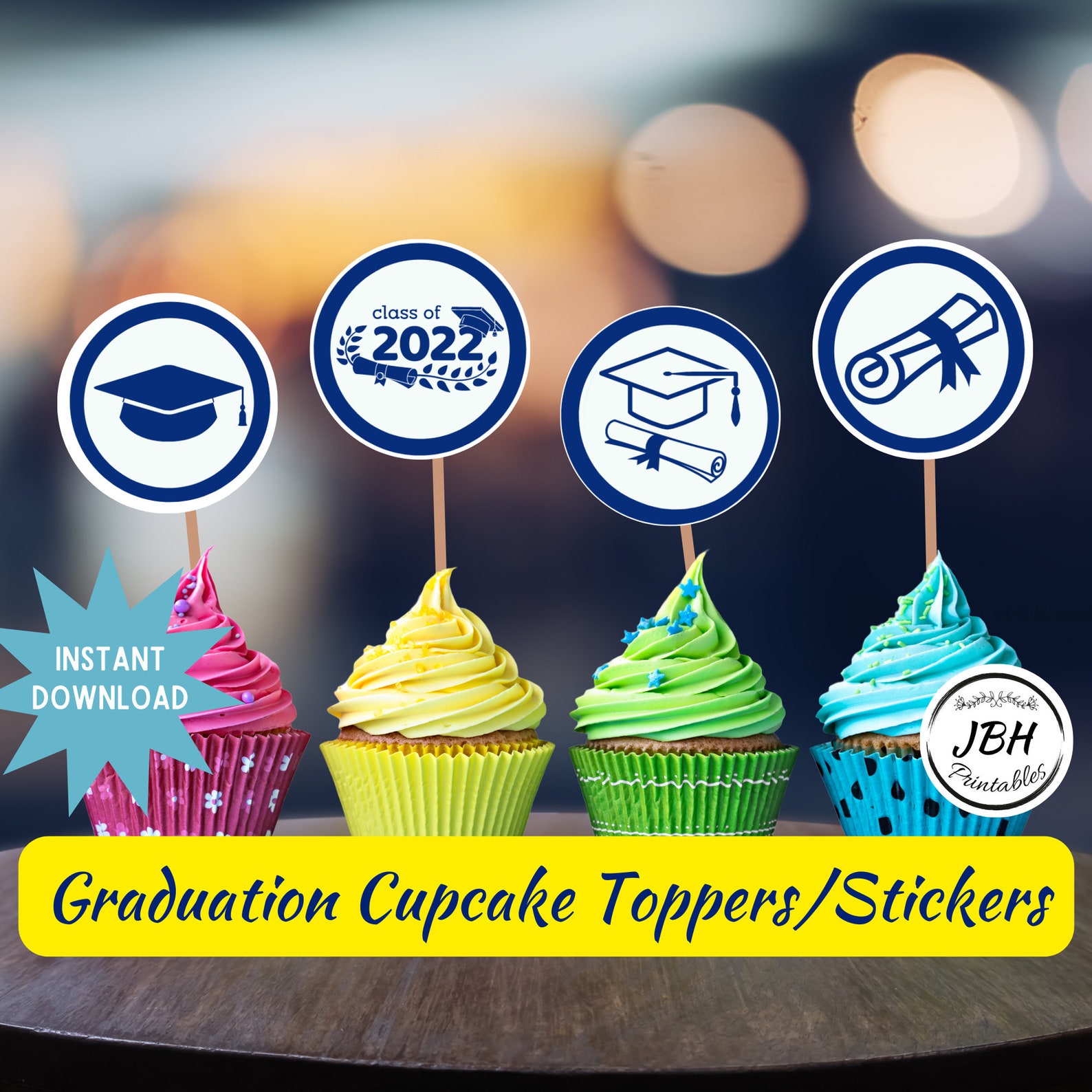 Graduation Cupcake Toppers Printable Graduation Party Decor - Etsy