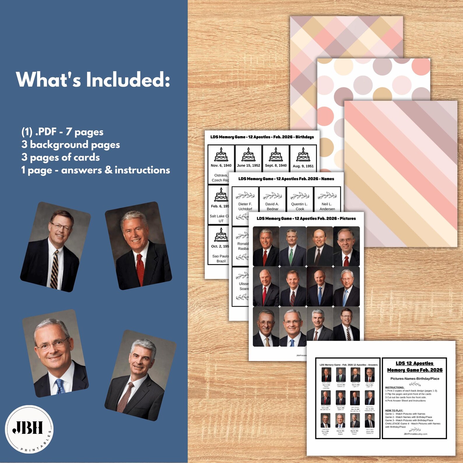 LDS Apostle Memory Game, 4 Games in 1, 12 Apostles Matching Pictures ...