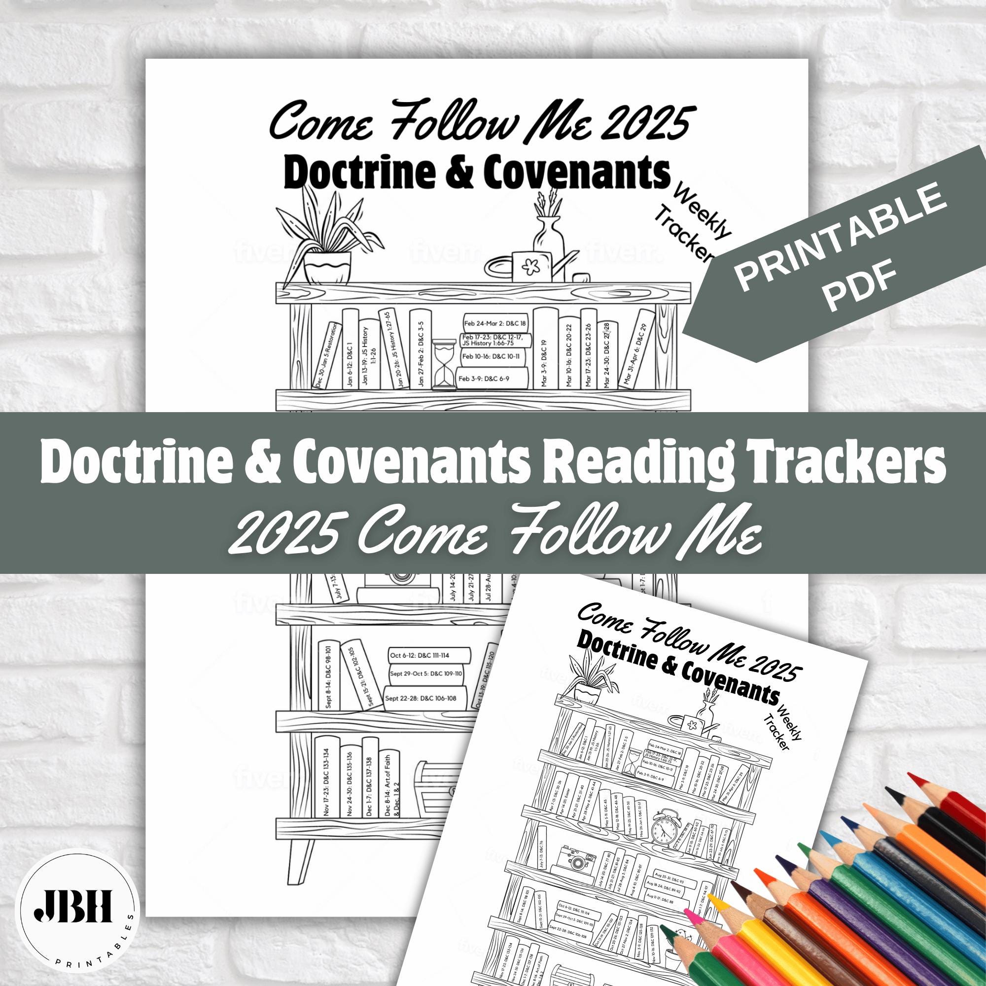 2025 Come Follow Me Reading Tracker: Doctrine & Covenants Bookshelf ...