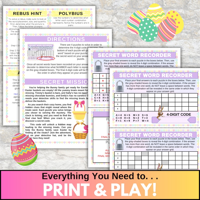 Easter Treats Mini Escape Room for Kids 6-8: 4 Puzzles & QR Code Fun ...