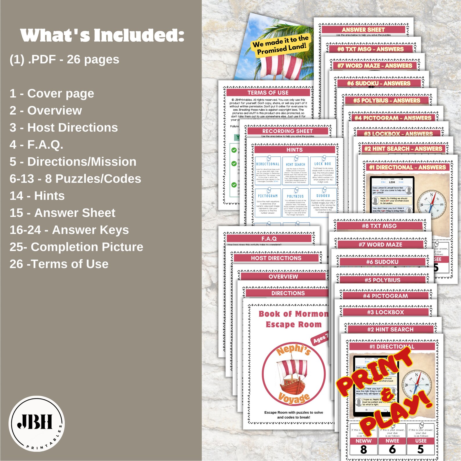 Nephi's Voyage Printable Escape Quest! Book of Mormon Adventure ...