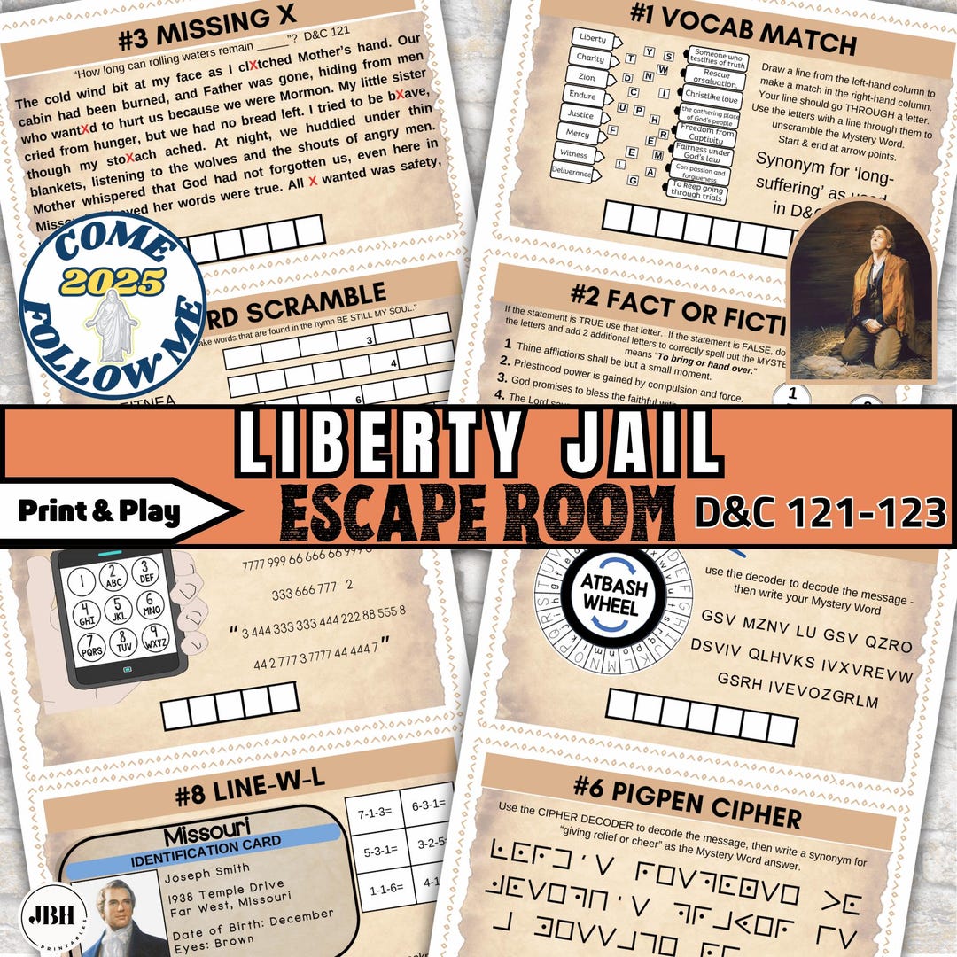 Liberty Jail Escape Room Game | D&C 121-123 Printable LDS Activity for ...