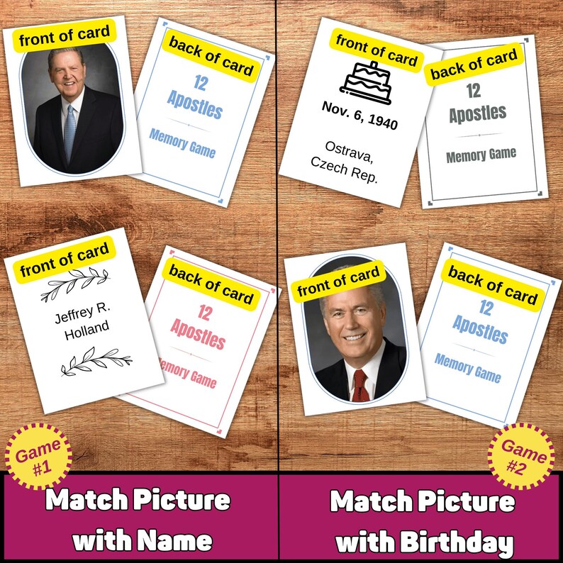 LDS 12 Apostles Memory Game: Large Cards for Group Play (digital ...