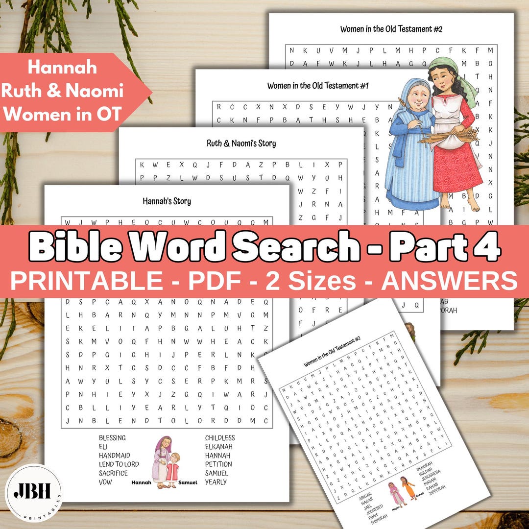 Bible Word Search for Kids – Part 4 - Hannah, Ruth, Naomi, Women of the ...