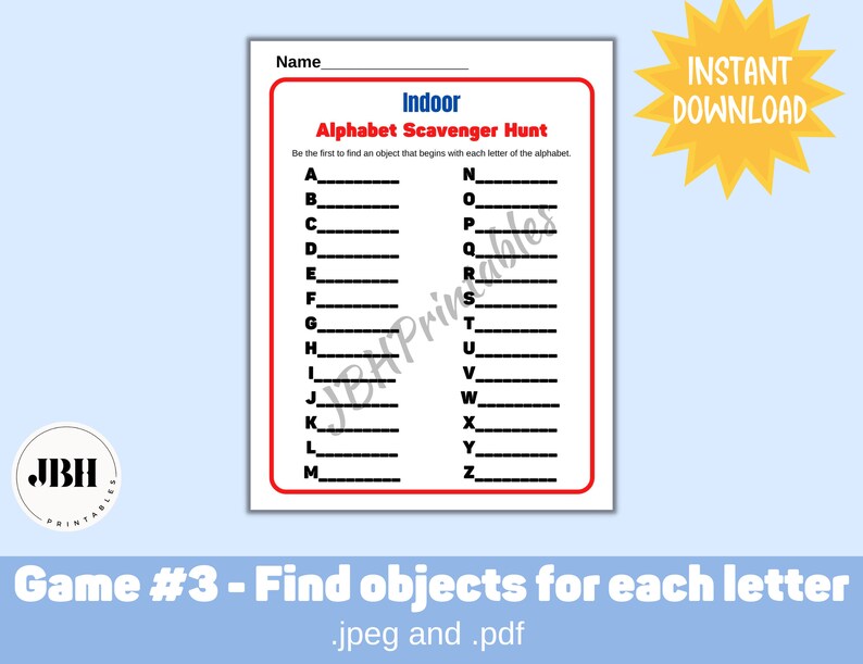 Printable Alphabet Scavenger Hunt is a Great Toddler Alphabet - Etsy