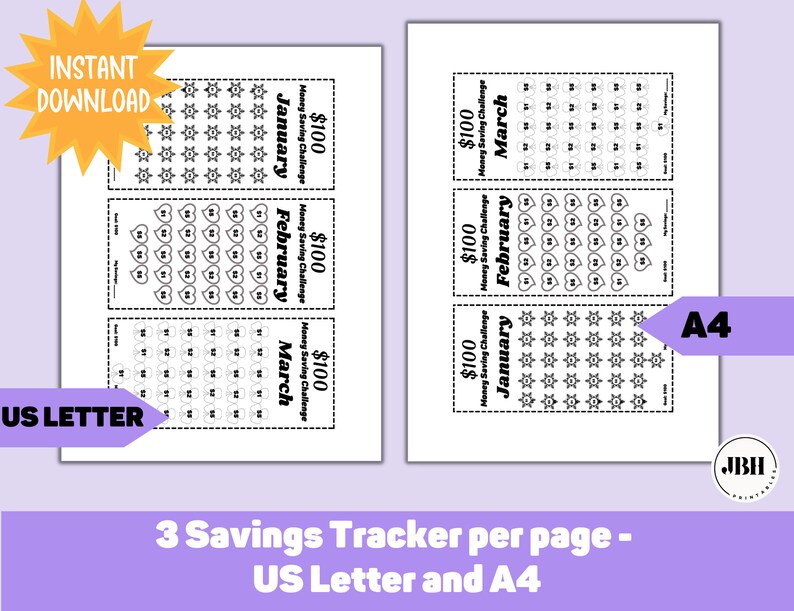 Monthly Savings Challenge Tracker 100 Envelope Savings Printable A6 ...