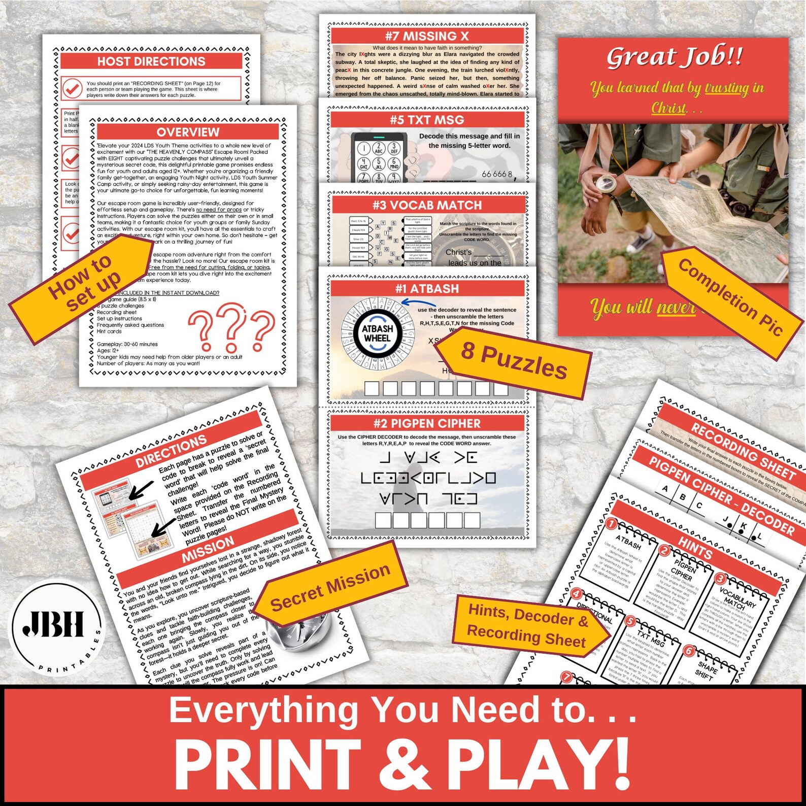 Look Unto Christ Escape Room Game, the Heavenly Compass Printable Game ...