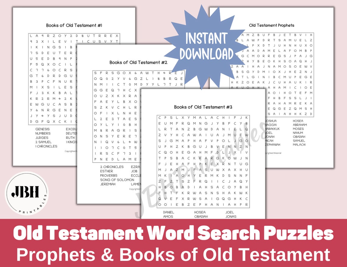 Old Testament Word Search Puzzles Printable Word Search Games - Etsy