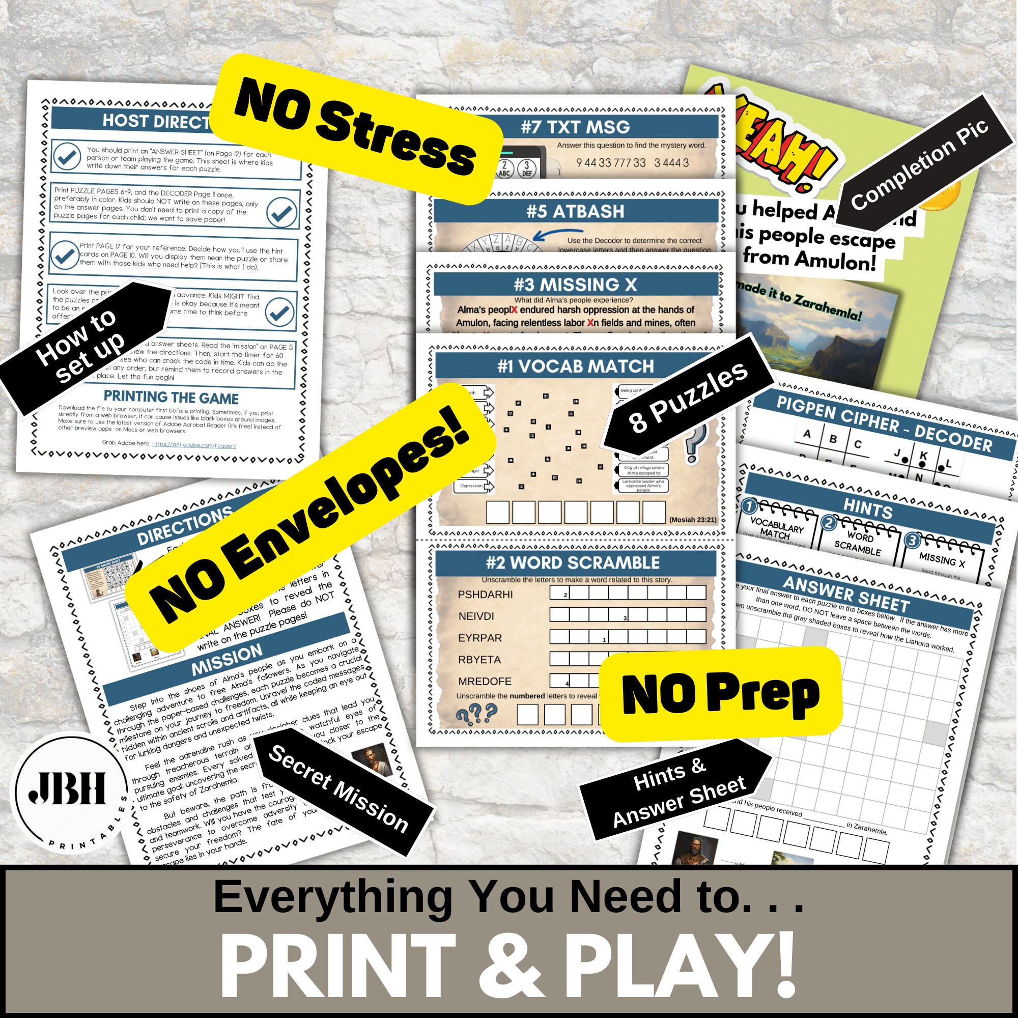 Alma's Great Escape, Book of Mormon Printable Escape Room: Book of ...