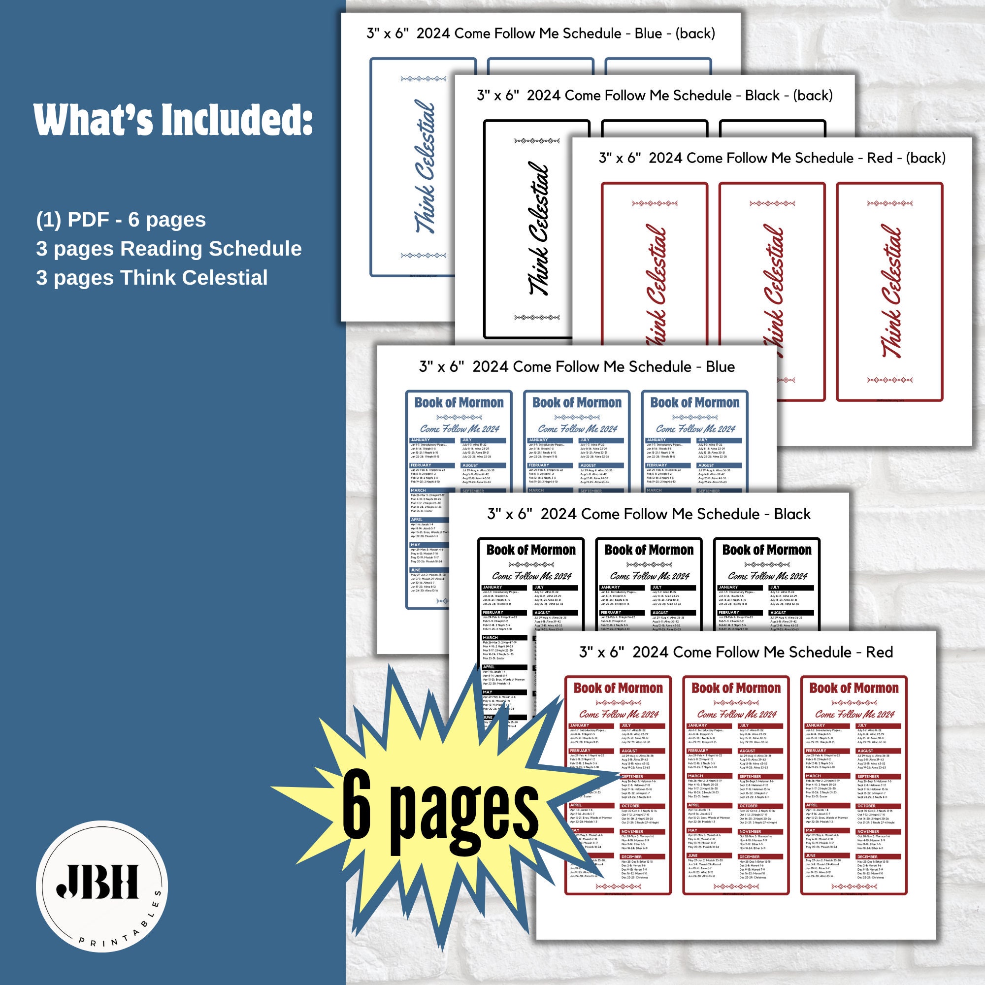 2024 Come Follow Me Reading Schedule Bookmarks 3 Vibrant Colors Think ...