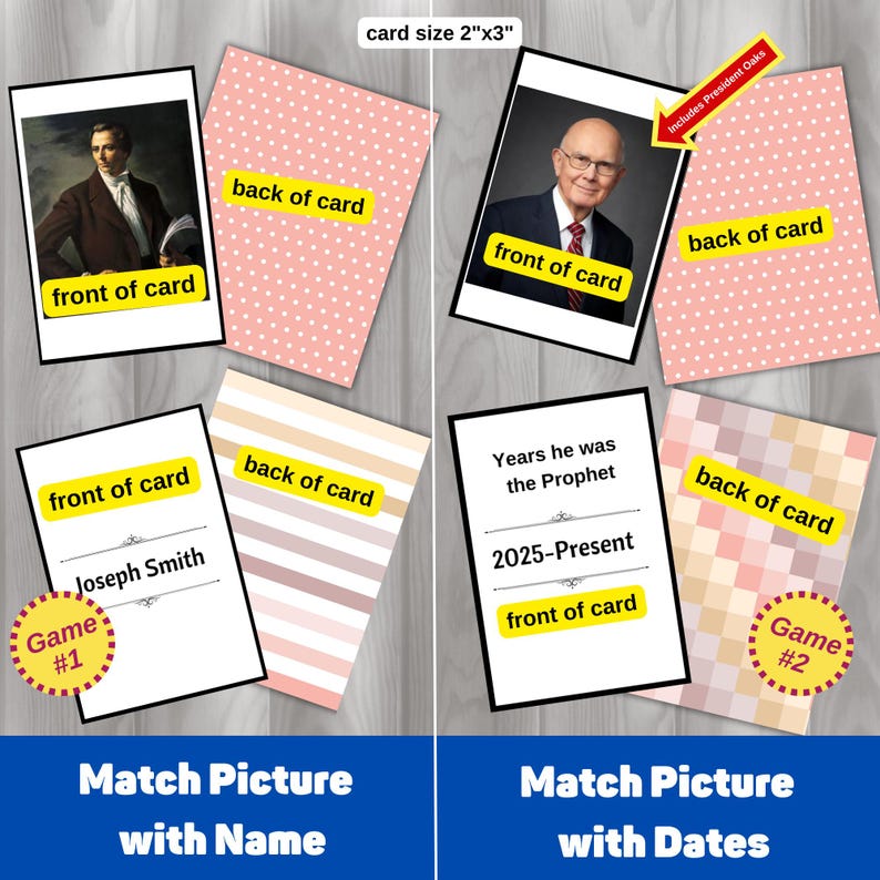 LDS Prophets Memory Game: Church History Family Activity (digital ...