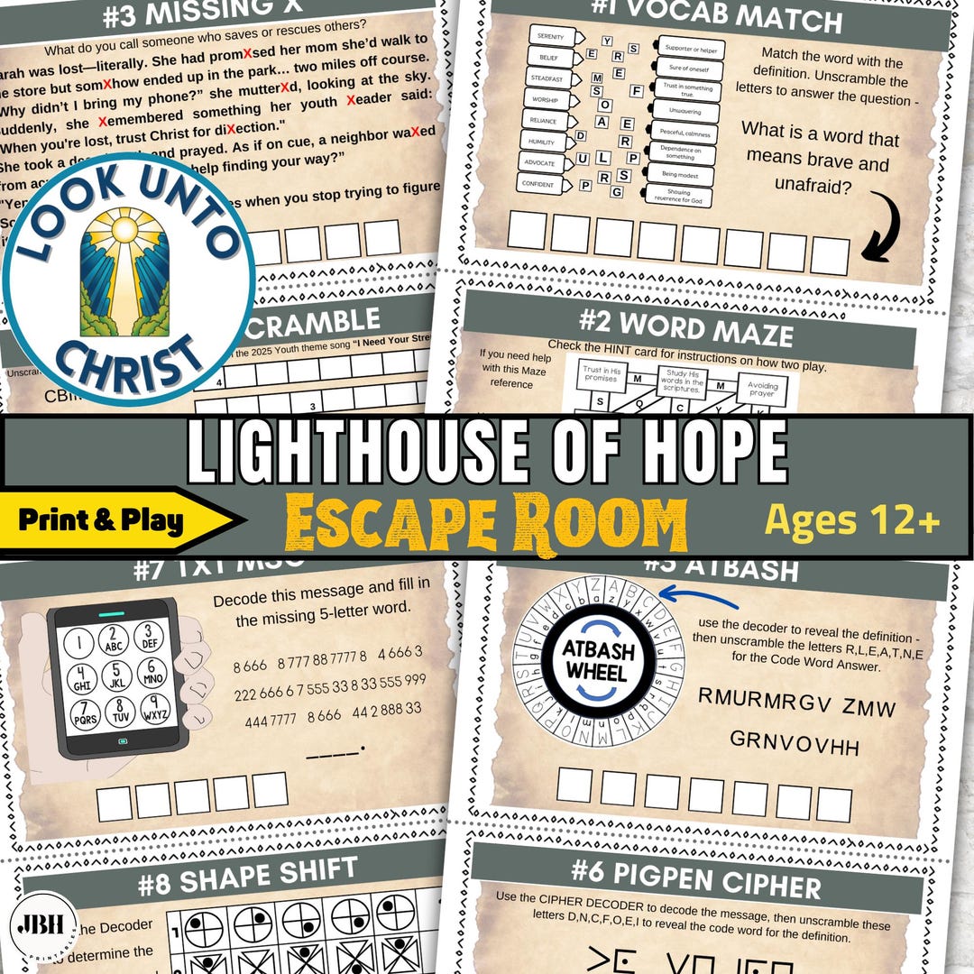 2025 Youth Theme Game - Lighthouse of Hope Escape Room Printable, Look ...