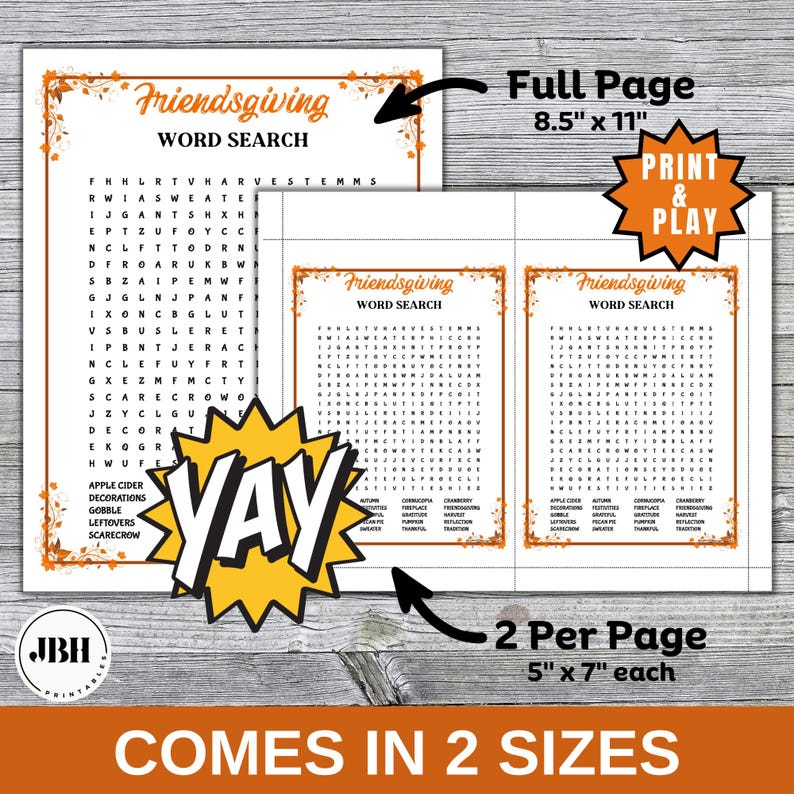 Friendsgiving Word Search Game, Printable Thanksgiving Puzzle for All ...