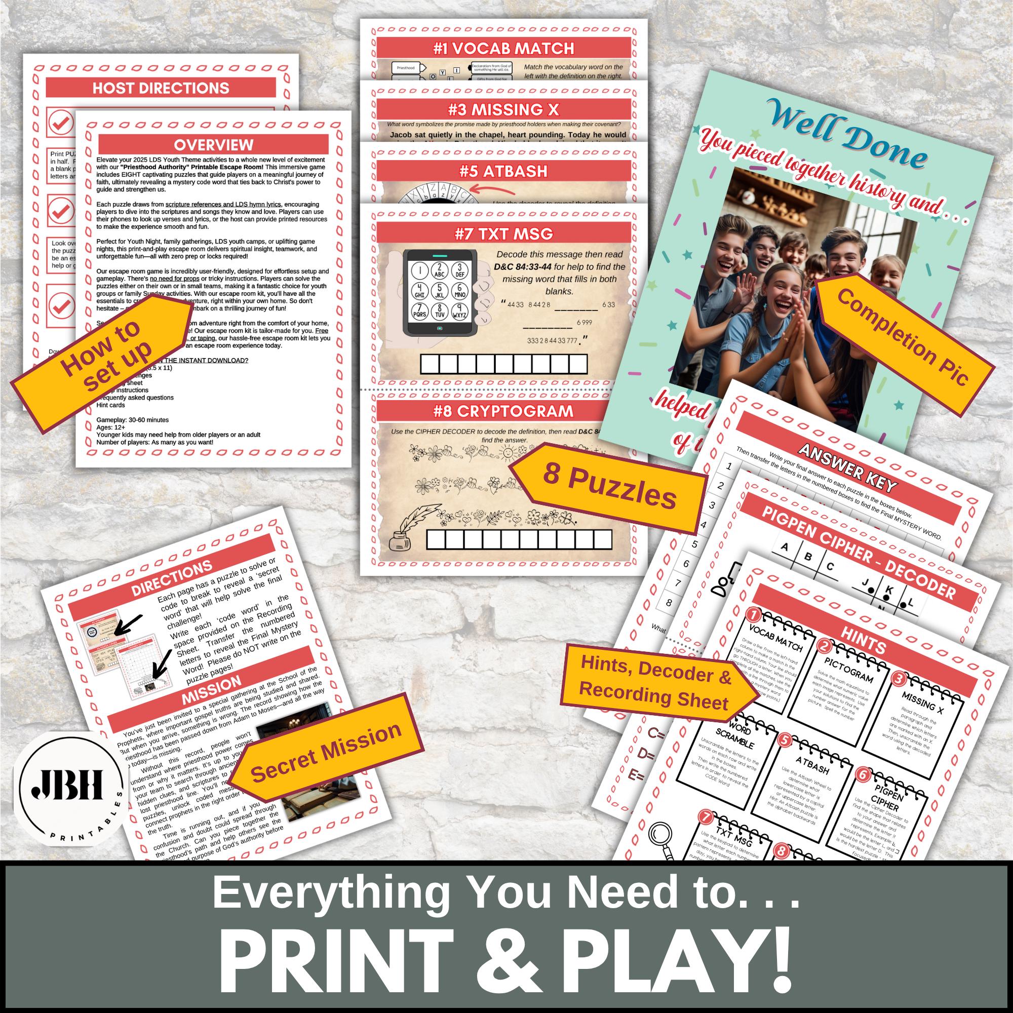 LDS Priesthood Authority Escape Room Game: Scripture Youth Activity ...
