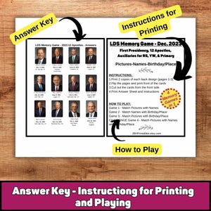 LDS 12 Apostles Memory Game: Large Cards for Group Play (digital ...