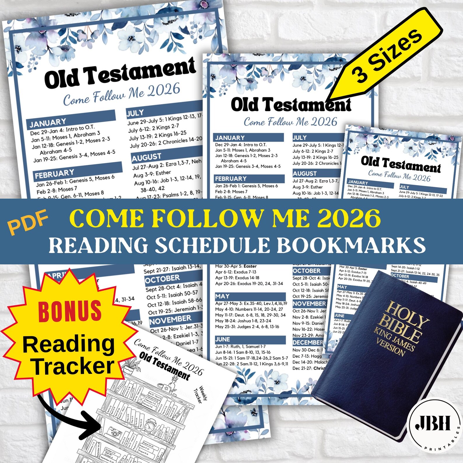 Come Follow Me 2026 Printable Old Testament Reading Bookmark, CFM 2026 ...
