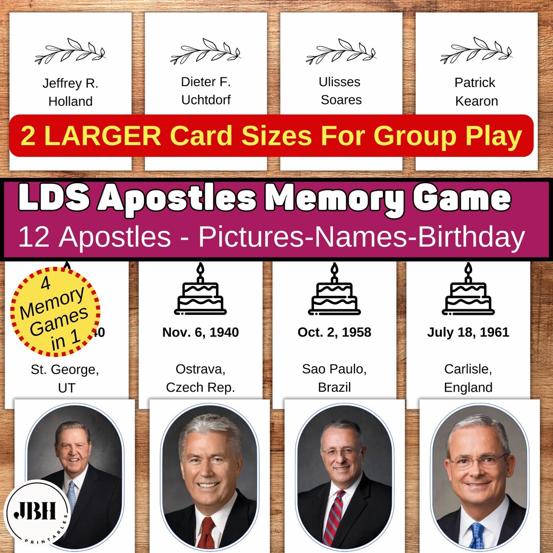 LDS 12 Apostles Memory Game: Large Cards for Group Play (digital ...