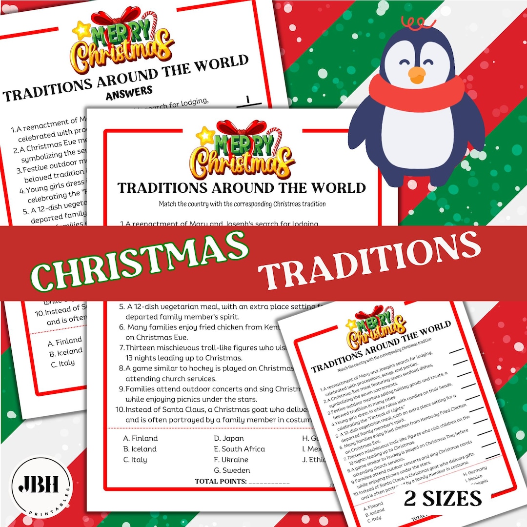 Holiday Fun With Christmas Traditions Around the World Trivia Matching ...