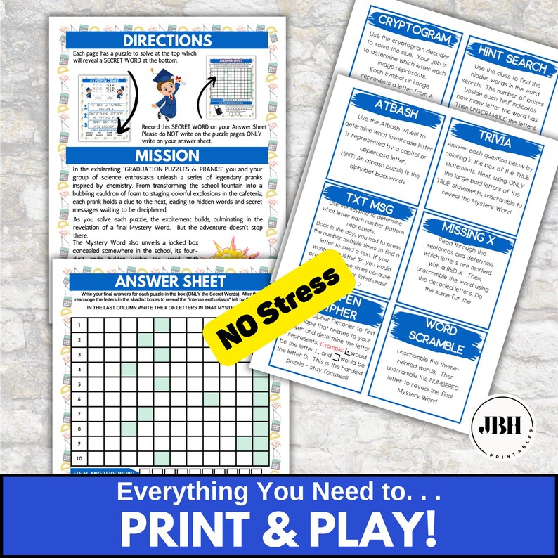 Graduation Party Escape Room Printable Game for Teens, Fun Graduation ...