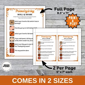Friendsgiving Roll and Share Game: Printable Icebreaker (PDF) - Etsy