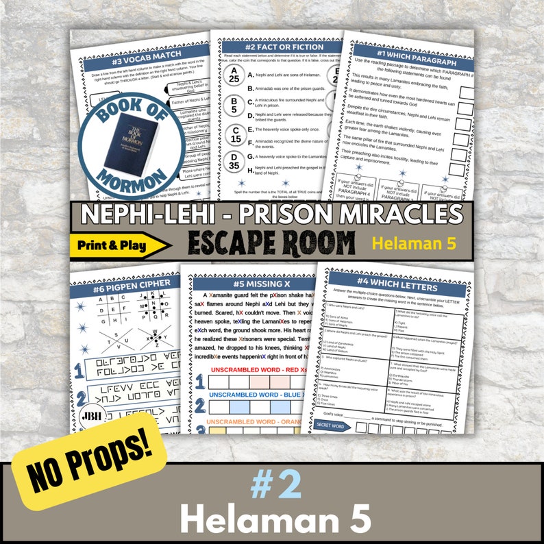 Book of Mormon Adventure Bundle #6 - 5 Escape Rooms for Engaging Study ...